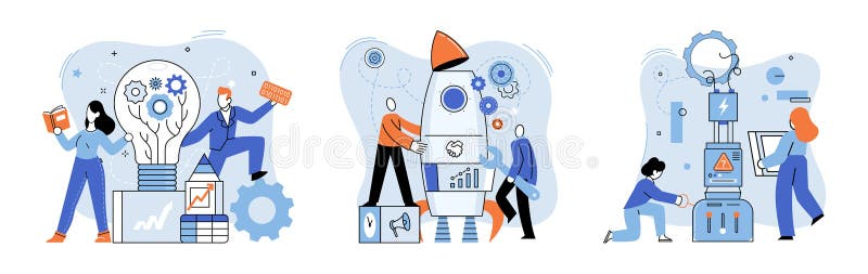 Team Solving Problems. Working Collaboration, Enterprise Cooperation ...