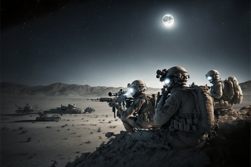 A Team of Special Forces is Taking Aim Stock Illustration ...