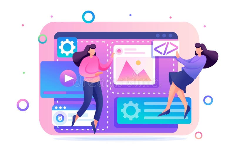 Team of Specialists is Working on the Creation of Web Design. Concept ...