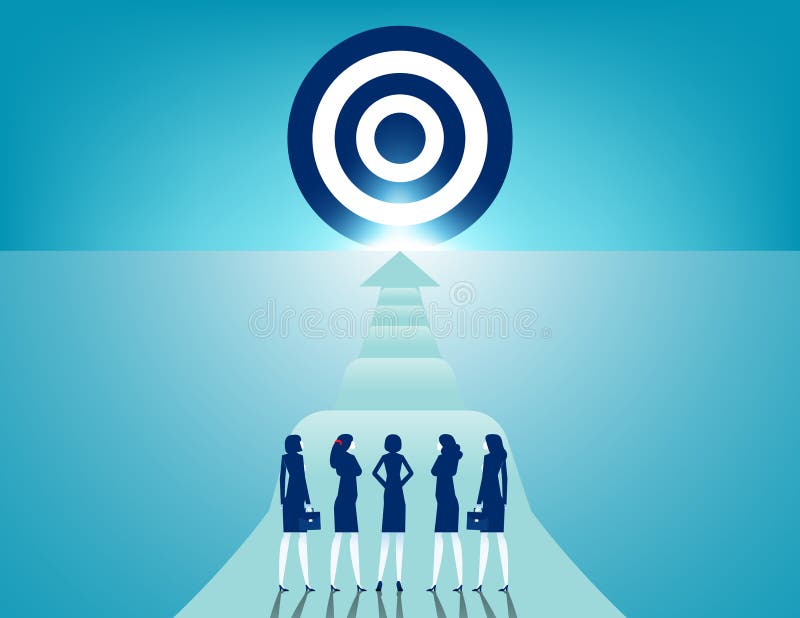 Team Standing on Start Line and See Target of Start Up. a Path Full of ...