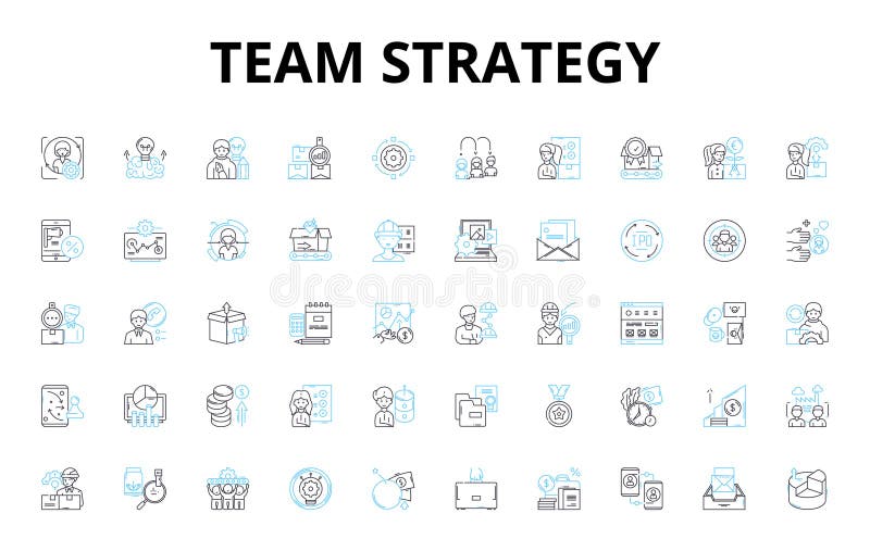 Team Strategy Linear Icons Set. Collaboration, Unity, Synergy, Cohesion ...