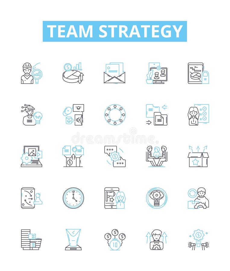 Team Strategy Vector Line Icons Set. Collaboration, Planning, Alignment ...