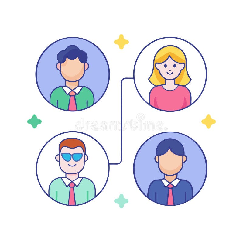 Team Structure Illustration with Connected People Icons in Circular ...