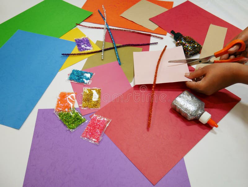 Creative Table Workshop with Colorful Paper, Scissor and Other Artistic ...