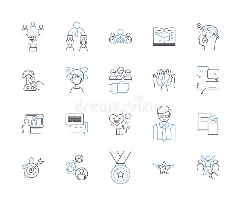 Team Studying Outline Icons Collection. Team, Studying, Colleagues ...