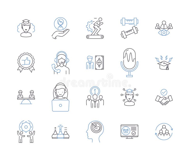 Team Studying Outline Icons Collection. Team, Studying, Colleagues ...