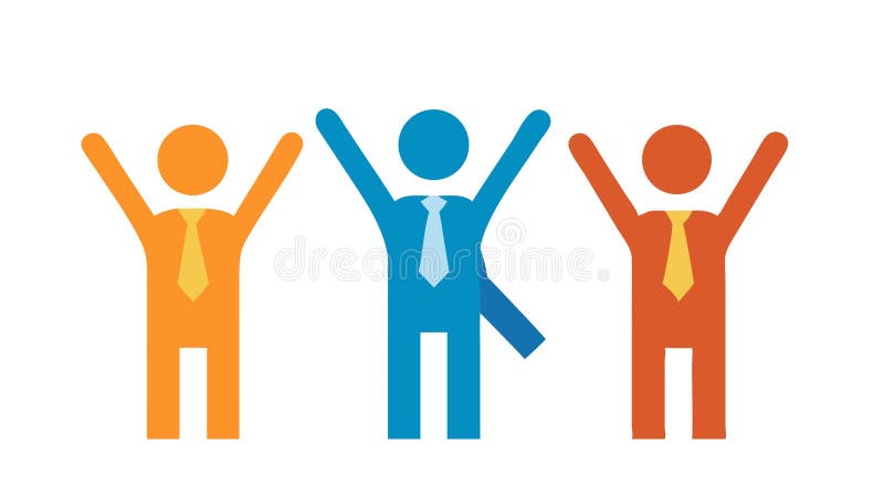 Team Success Abstract People Raising Hands Vector Symbol, Vector Design ...