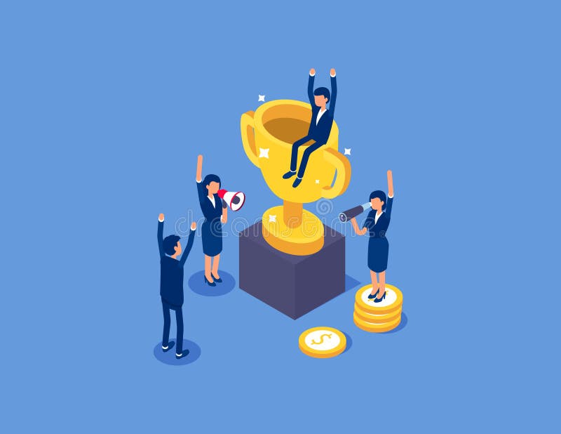 Team Success Concept Banner. Flat Isometric Vector Illustration Stock ...