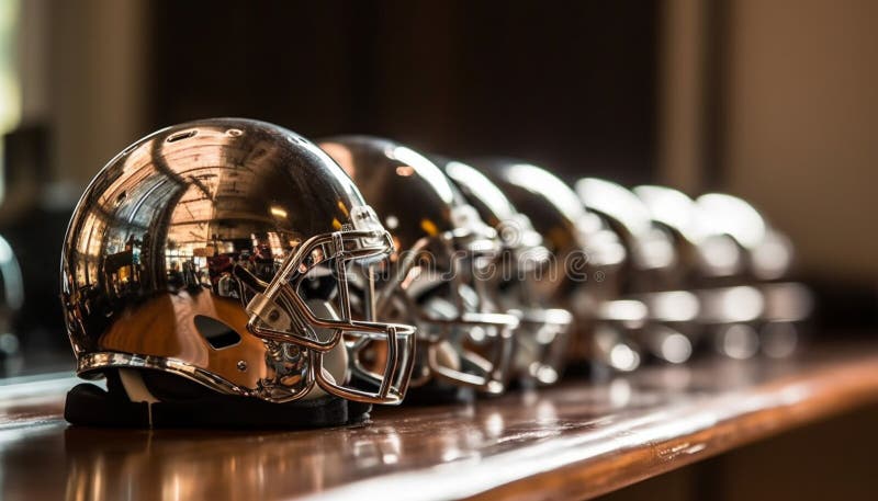 Team Success Reflected in Shiny Helmets and Brass Instruments Indoors ...