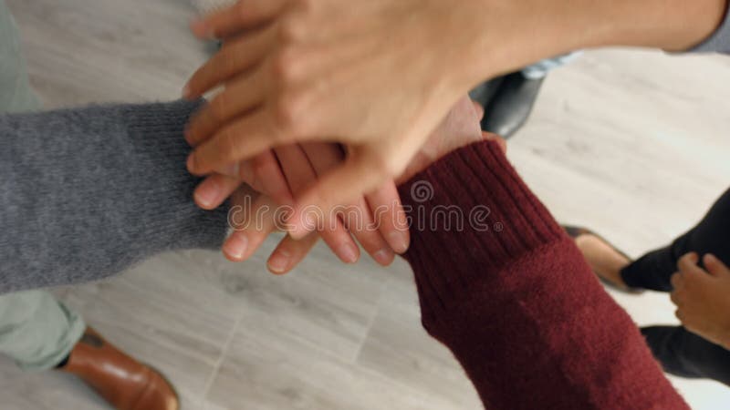 Team, Support and Stack of Hands of Business People after Success in ...