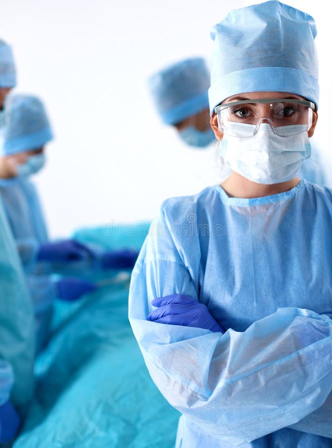 Team of Surgeon in Uniform Perform Operation on a Stock Photo - Image ...
