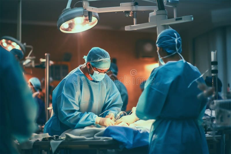 Team Surgeon Work on Operating Table in Hospital. Generative AI Stock ...