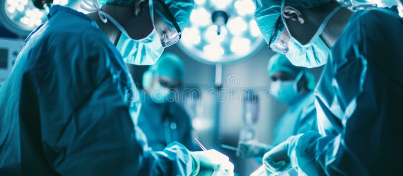 Team of surgeons operating stock illustration. Illustration of scrubs ...