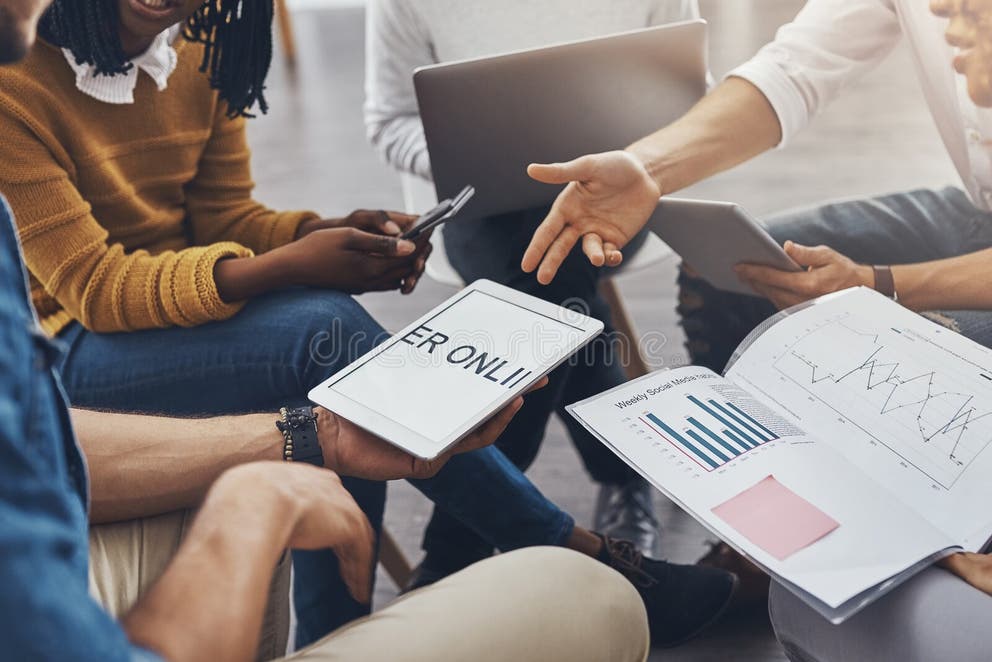Team, Tablet Screen and Business Meeting for Data Analysis, Mockup ...
