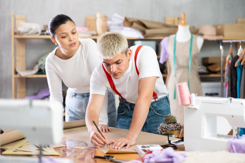 Team of Tailors Working in a Workshop Stock Photo - Image of male ...