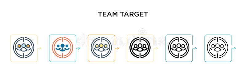 Team Target Vector Icon in 6 Different Modern Styles. Black, Two ...