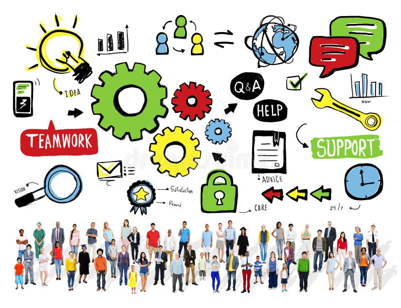 Team Teamwork Support Success Collaboration Cog Unity Concept Stock ...