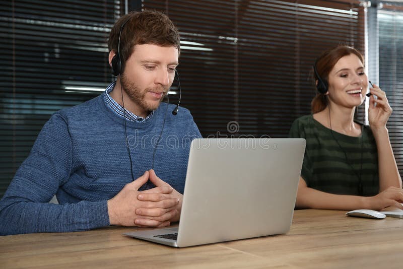 Team of Technical Support with Headsets Stock Image - Image of online ...