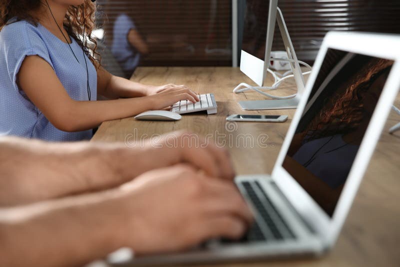 Team of Technical Support Working at Table Stock Image - Image of ...