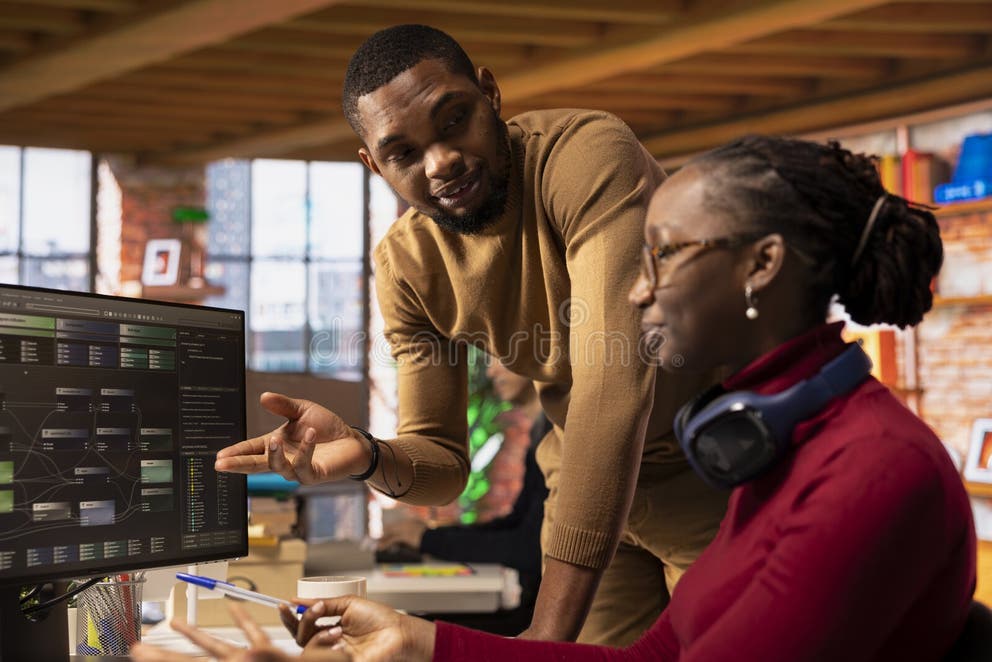 Team of Technicians Brainstorming in Startup Office, Coding Advanced AI Stock Image - Image of ...