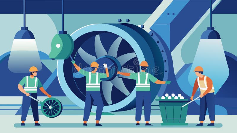 A Team of Technicians Conducting Routine Maintenance on the Massive ...