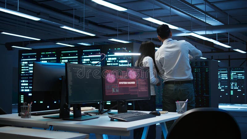 Team of Technicians in Server Hub Alerted by Hacker Passing Firewall Stock Image - Image of ...