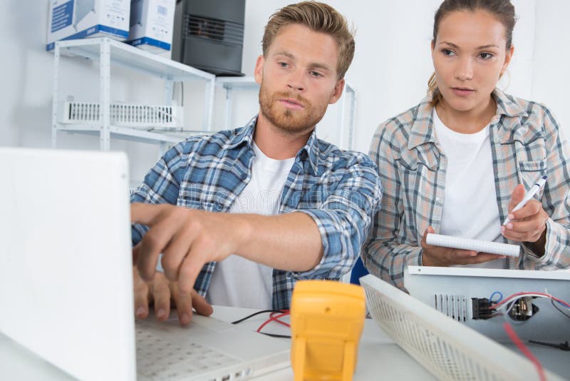 Team Technicians Working Together at Data Centre Stock Image - Image of ...