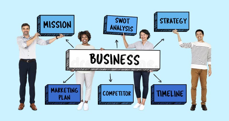 Team with a business plan stock photo. Image of concept - 128895660