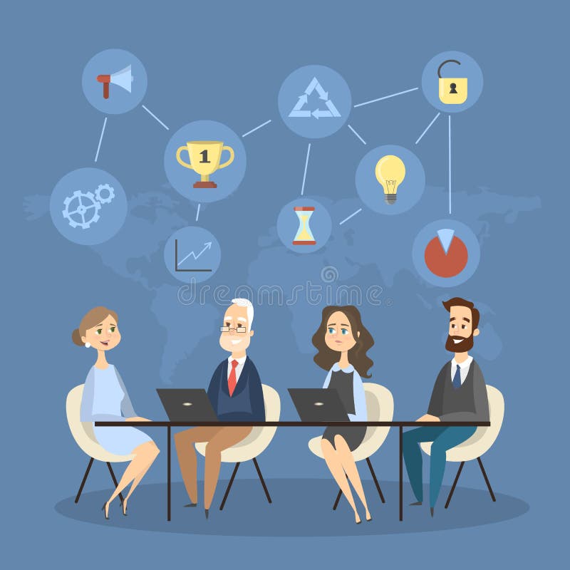 Team on thinking. stock vector. Illustration of media - 109360745