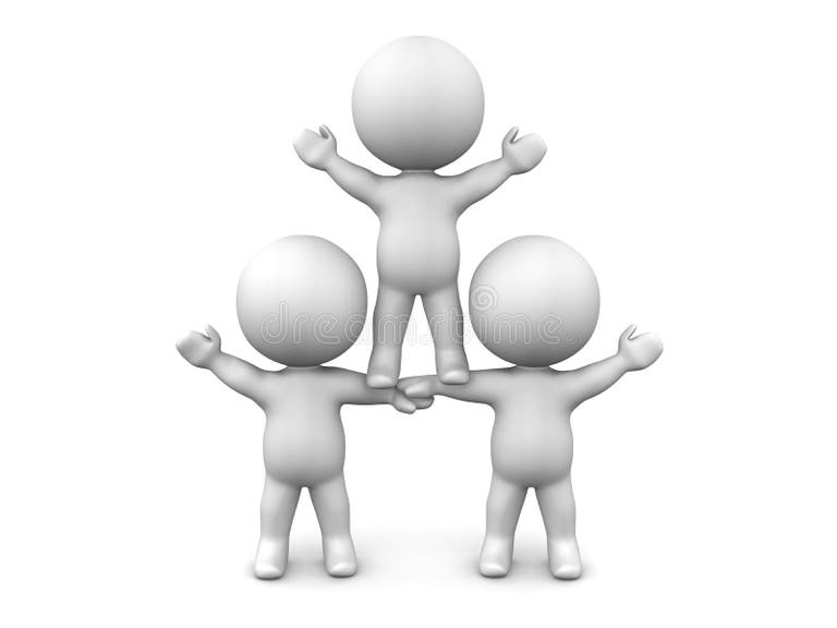 Team of Three 3D Men Teamwork Concept Stock Illustration - Illustration ...