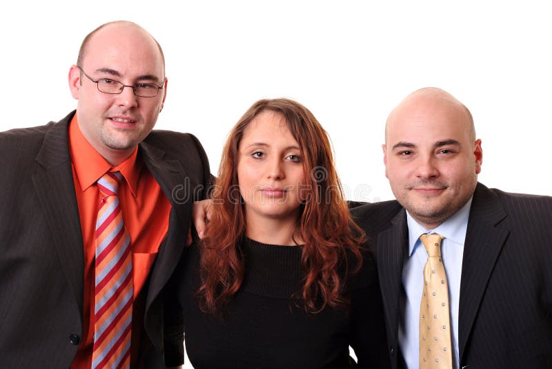 Team of Three Isolated on Whit Stock Photo - Image of dedication ...