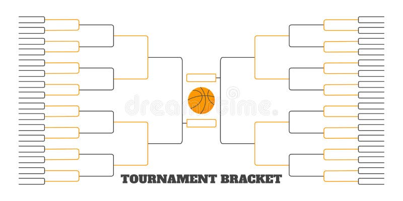 64 Team Tournament Bracket Championship Template Flat Style Design ...