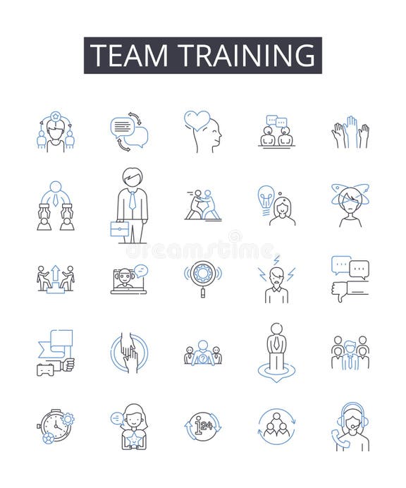 Team Training Line Icons Collection. Collaboration, Learning ...