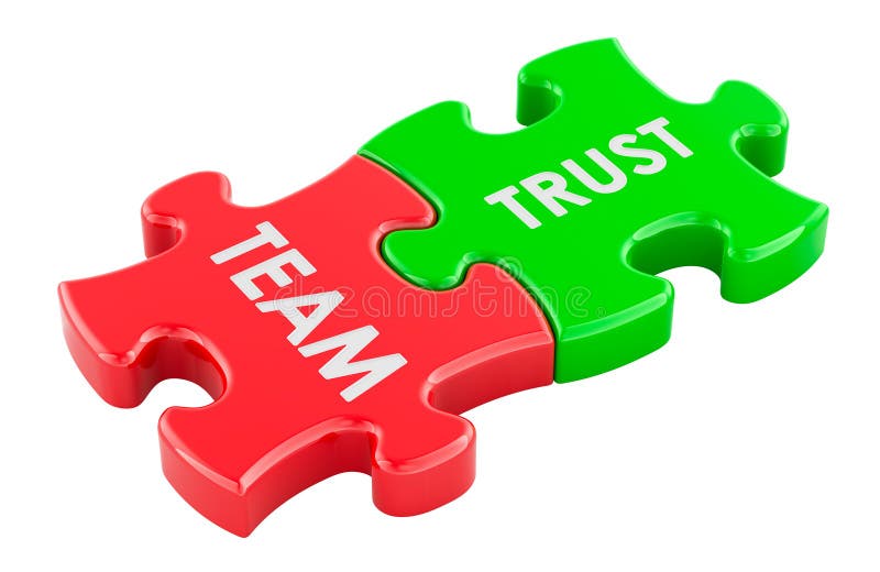 Team and Trust, Puzzle Pieces Connection. 3D Rendering Stock ...