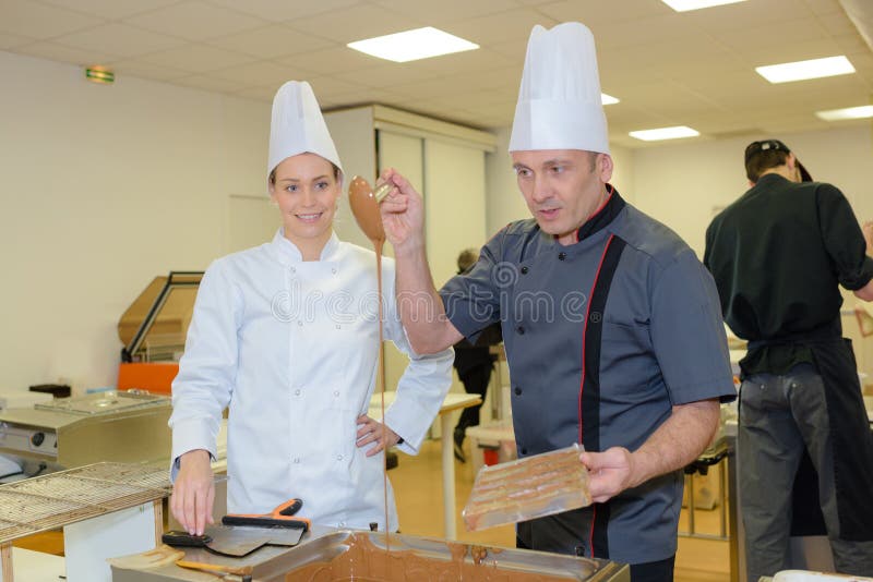 Team Two Chefs at Work at Restaurant Kitchen Stock Image - Image of ...
