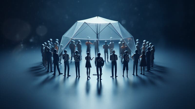 Team Under Protection. Work Together Stock Illustration - Illustration ...