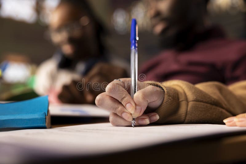 Team University Colleagues Doing Research Class Project Stock Photos ...