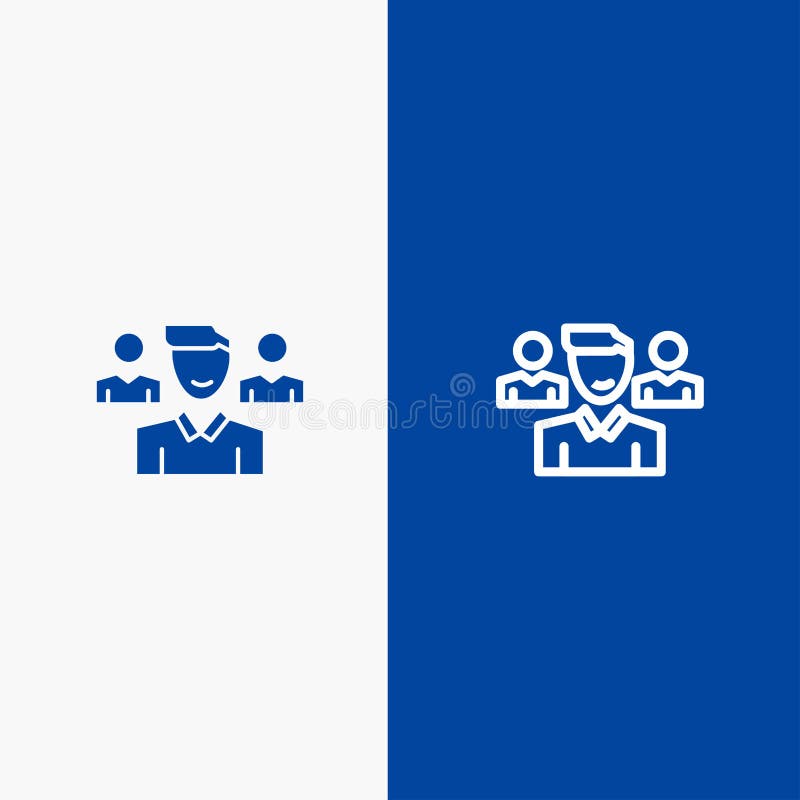 Team, User, Manager, Squad Line and Glyph Solid Icon Blue Banner Line ...