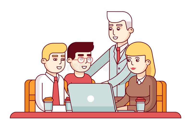 Lineares Ikonenkonzept Der Aufmunternden Angestellten Aufmunternde ...