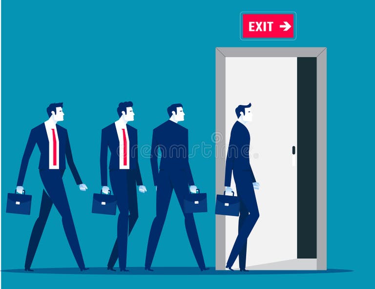 Team Walk To the Exit. Successfully or Escape Vector Concept Stock ...