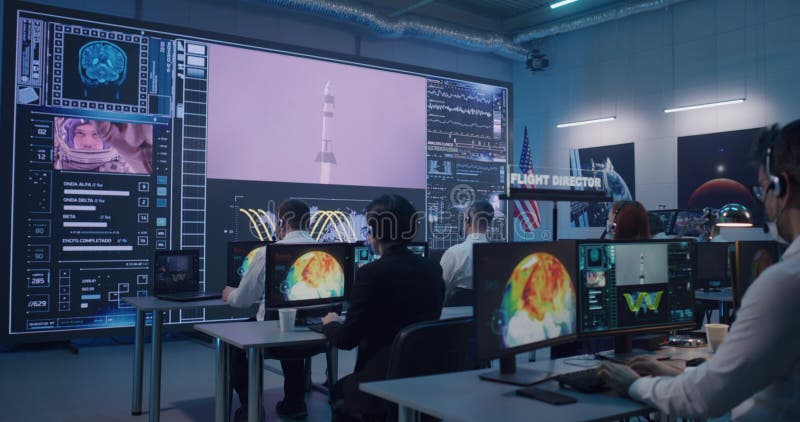 Team Watching Rocket Launch in Office Stock Video - Video of astronaut ...