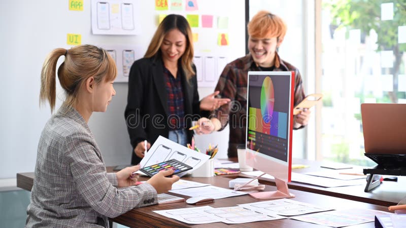 Team of Website Designer Planning Application Development Sketch ...