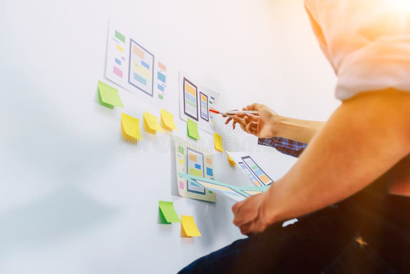 The Team of Website Designers with the Ux Ui System are Writing ...