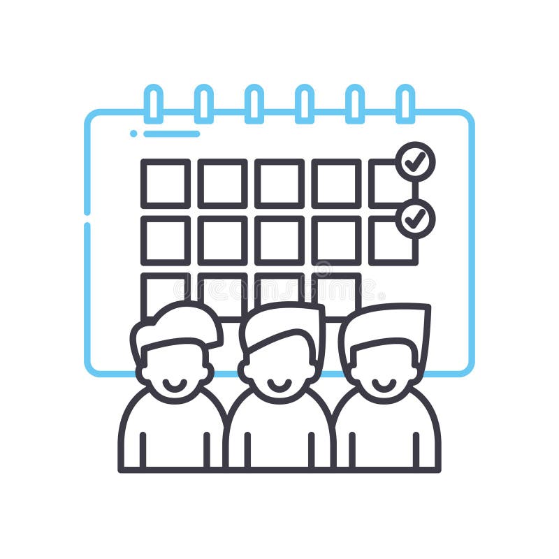 Team Weekend Line Icon, Outline Symbol, Vector Illustration, Concept ...