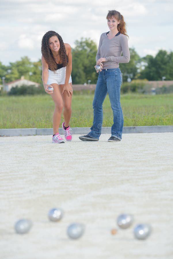 Team Women Playing Petanque Stock Photo - Image of metal, boulodrome ...