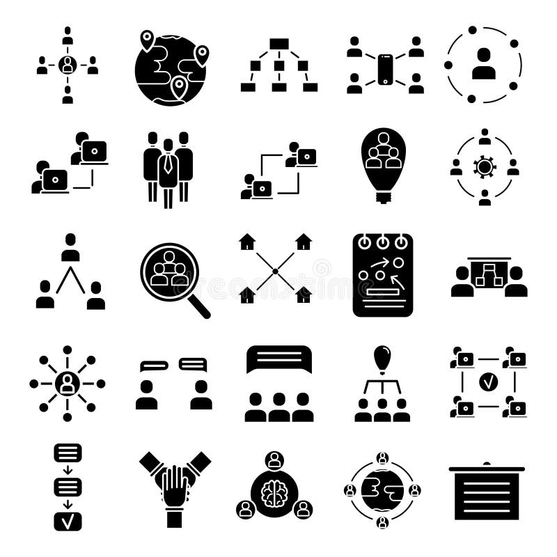 Team Work. Presentation Black Icon on White Background Stock ...