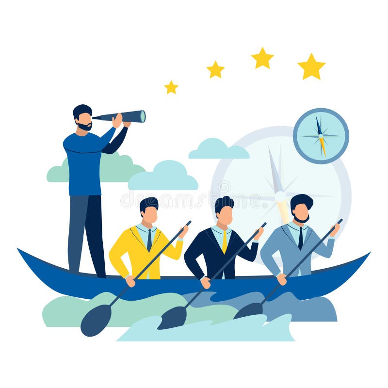 Team Work on Boat Vector Illustration Stock Vector - Illustration of ...