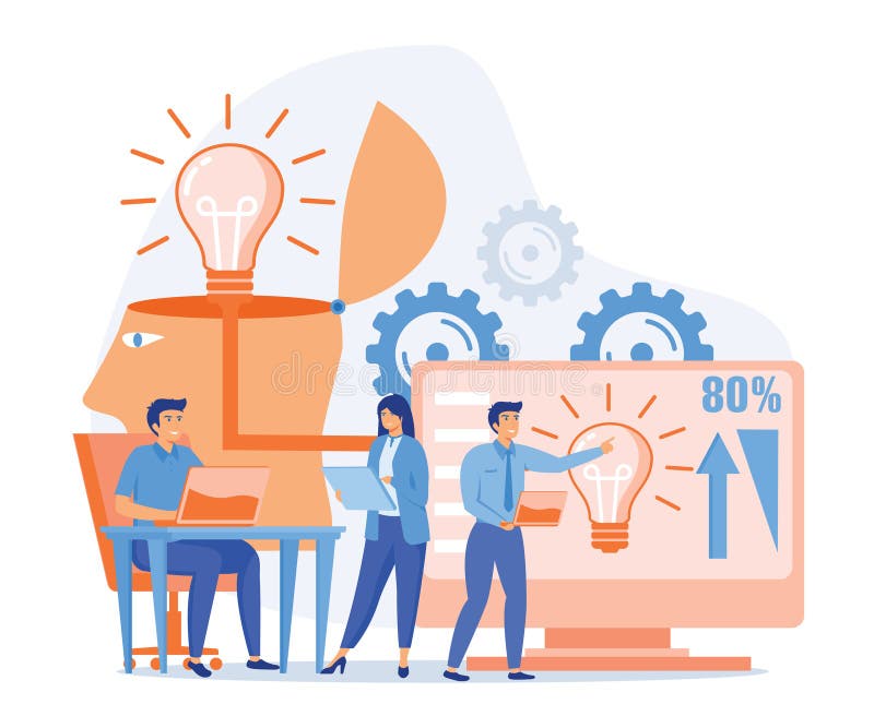 Team Work with Boss. Informational Poster Team Work on Realization Idea ...