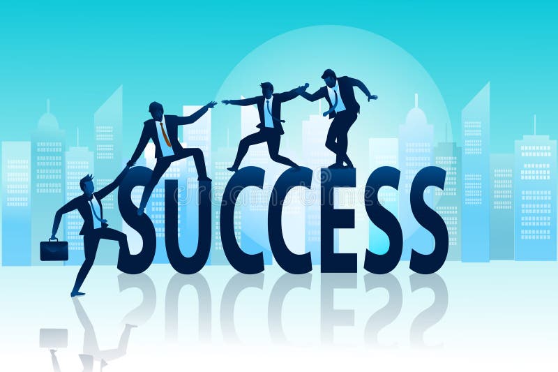 Team Work Business Man on Success. Teamwork, Cooperation, Successful ...