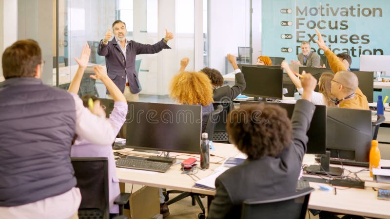 Team Work Celebrating Good News in the Coworking Office Stock Image ...
